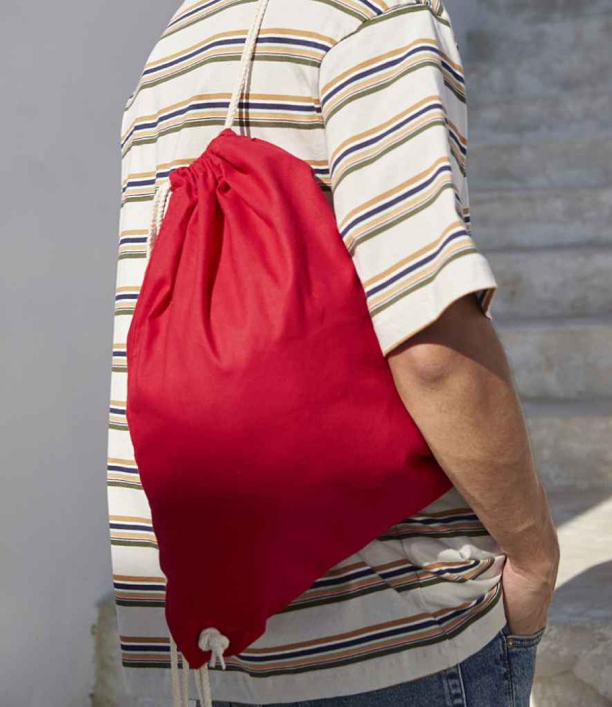 Personalised Westford Mill Cotton Gymsac - Classic Red | The Funky Peach